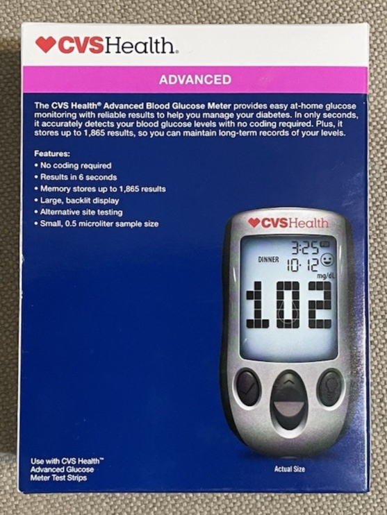 CVS Health Advanced Glucose Meter Easy Tracking FACTORY SEALED - FREE ...