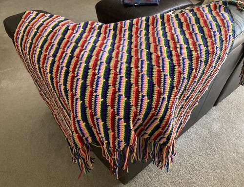 Handmade Multi Colored Crochet Afghan Throw Blanket 42”x 60” Boho ...