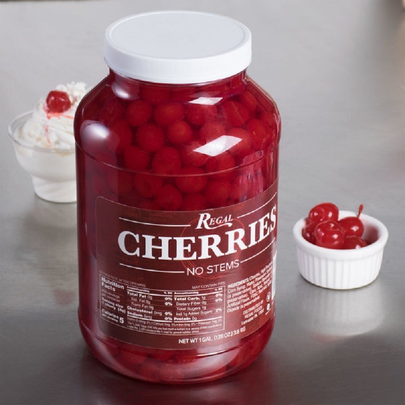 4 CASE 1 Gallon Maraschino Cherries without Stem Case Ice Cream Topping ...