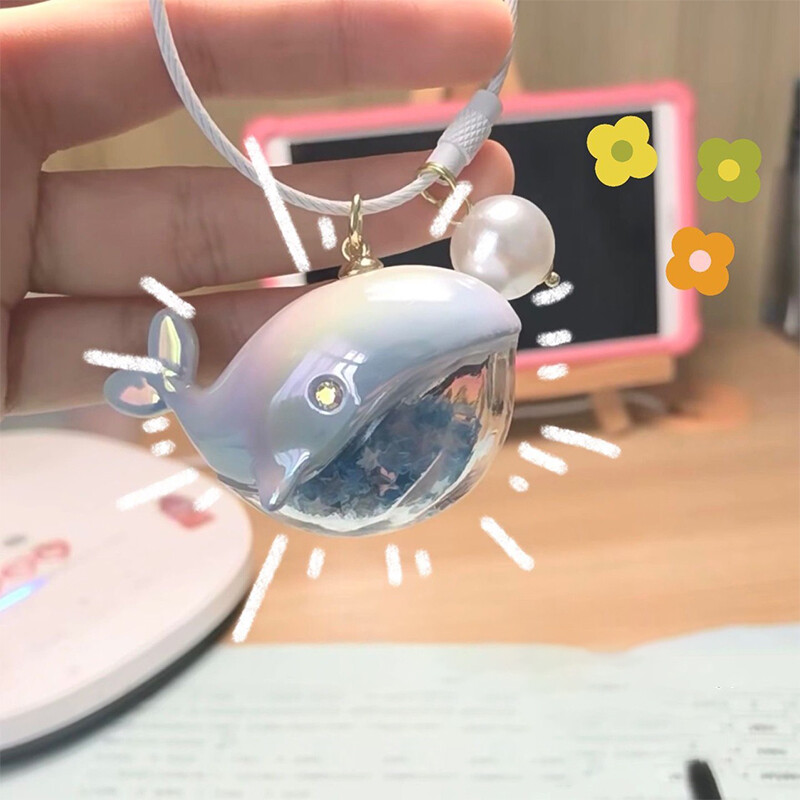 Dolphin Keychain With Liquid For Car Keys Whale House Pendant Keyring ...