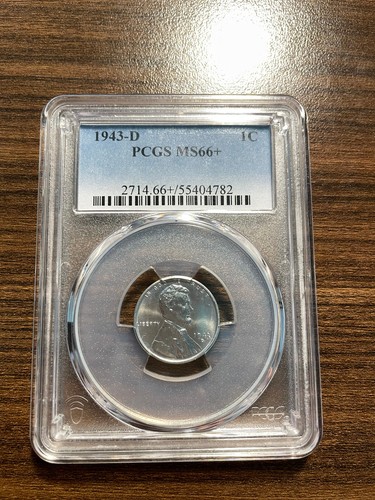 1943-D Lincoln Steel Wheat Penny Cent 1C PCGS MS 66+ PLUS Type 2, Steel ...