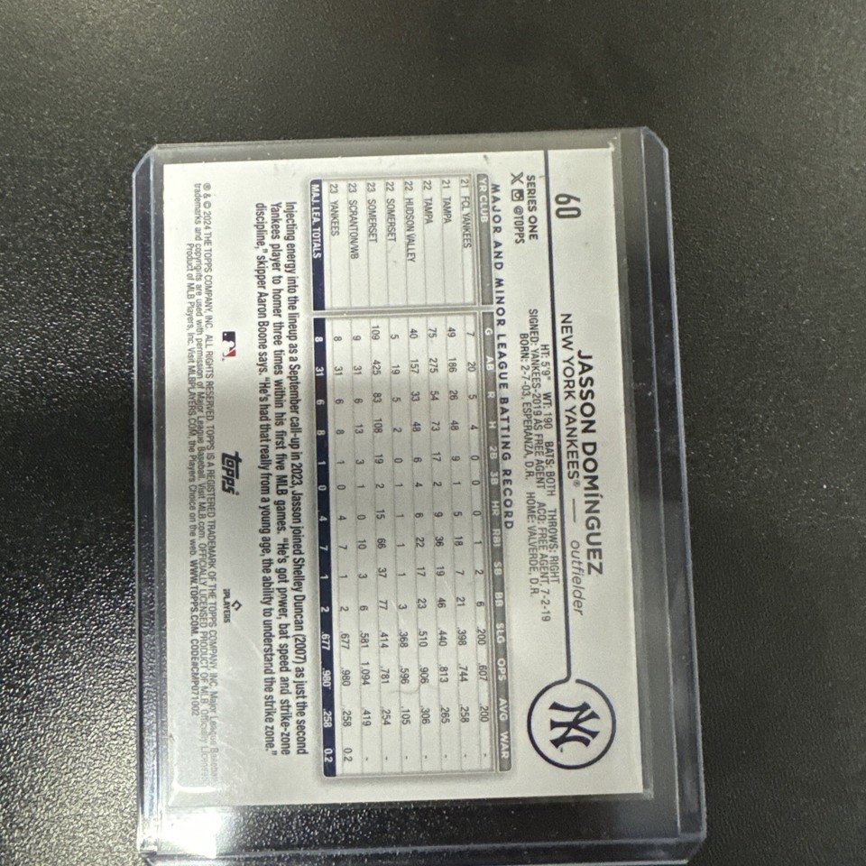 Jason Dominguez 2024 Topps Series 1 - RC #60 - YANKEES Rookie Card | eBay