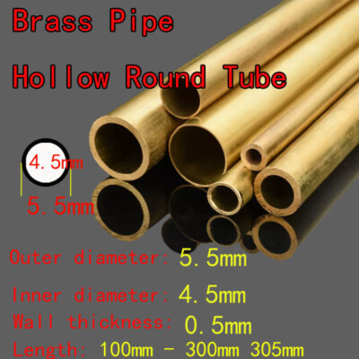 1pcs OD 5.5mm ID 4.5mm Brass Pipe Hollow Round Tube 100mm-305mm Long 0 ...