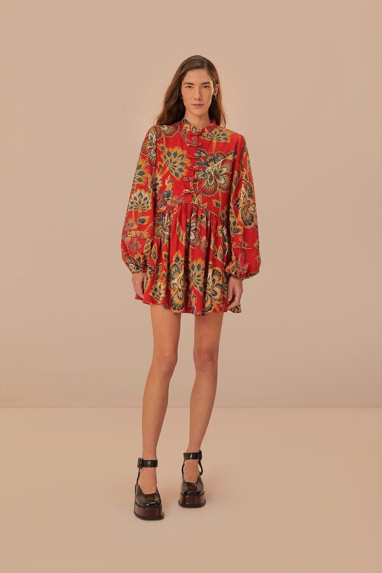 New FARM RIO Floral Print Long Sleeve Minidress In Maxi New FARM RIO Floral Print Long Sleeve Minidress In Maxi