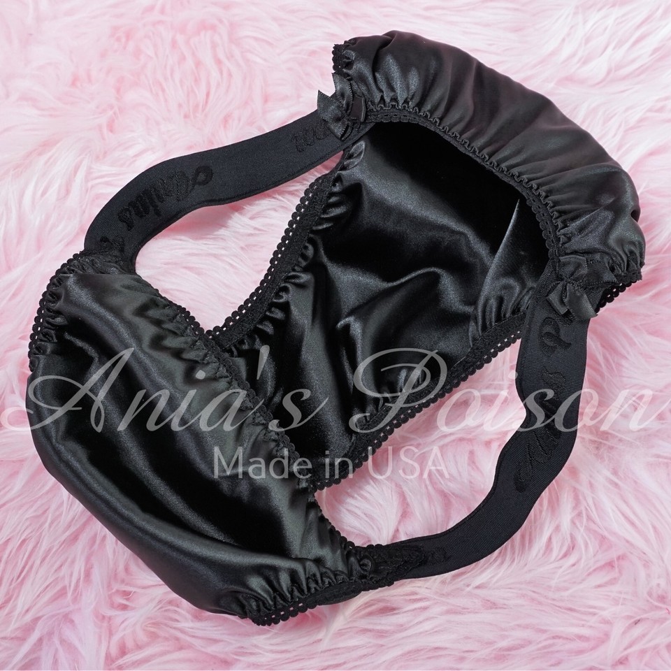 NEW Satin Brazilian Cut Bikini Anias Poison Sissy Black MENS Cheeky ...