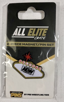 AEW Welcome to Las Vegas Collectible Lapel Pin 2 Piece Magnetic Pin Set ...