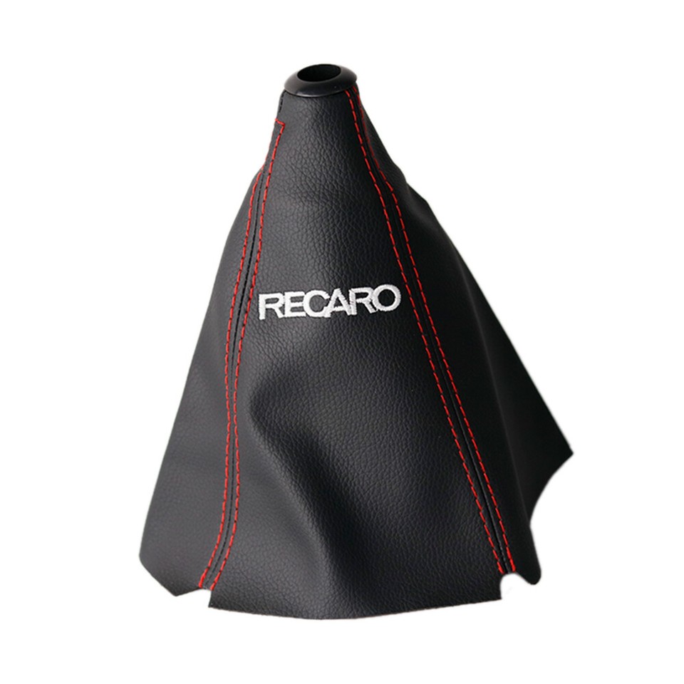 JDM Recaro PVC Leather Universal Manual Gear Shift Knob Boot Cover Red ...