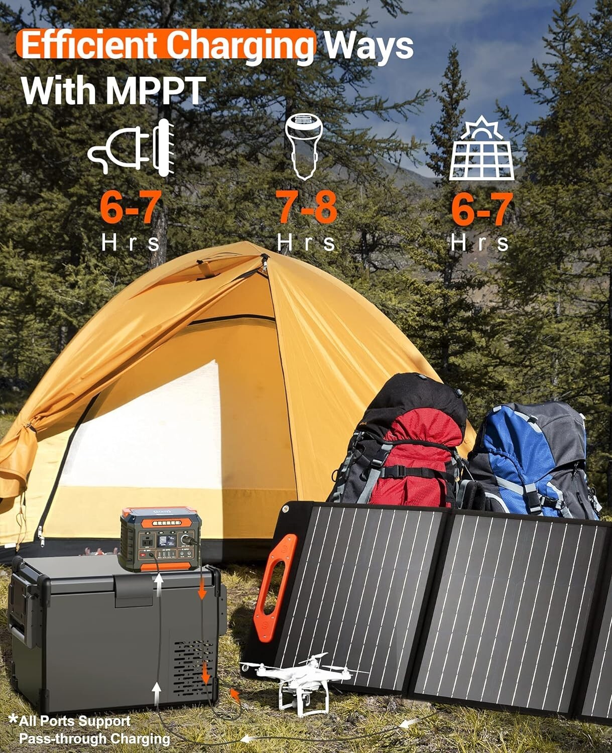 Generator 300W Solar Pure Sine Wave Portable Power Station CPAP Camping ...