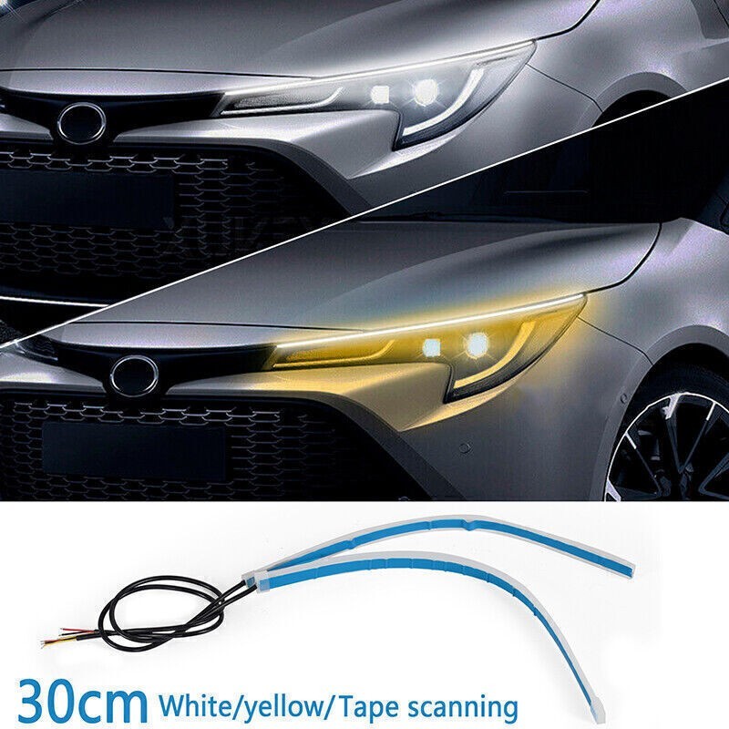 Pair Sequential LED Strip Turn Signal Indicator Car DRL Daytime Running ...