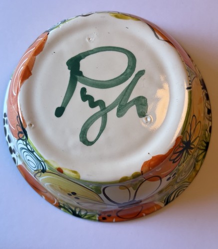 JAN PUGH 8.25" Orange Yellow Floral Soup Bowl - Packer Creek Pottery ...