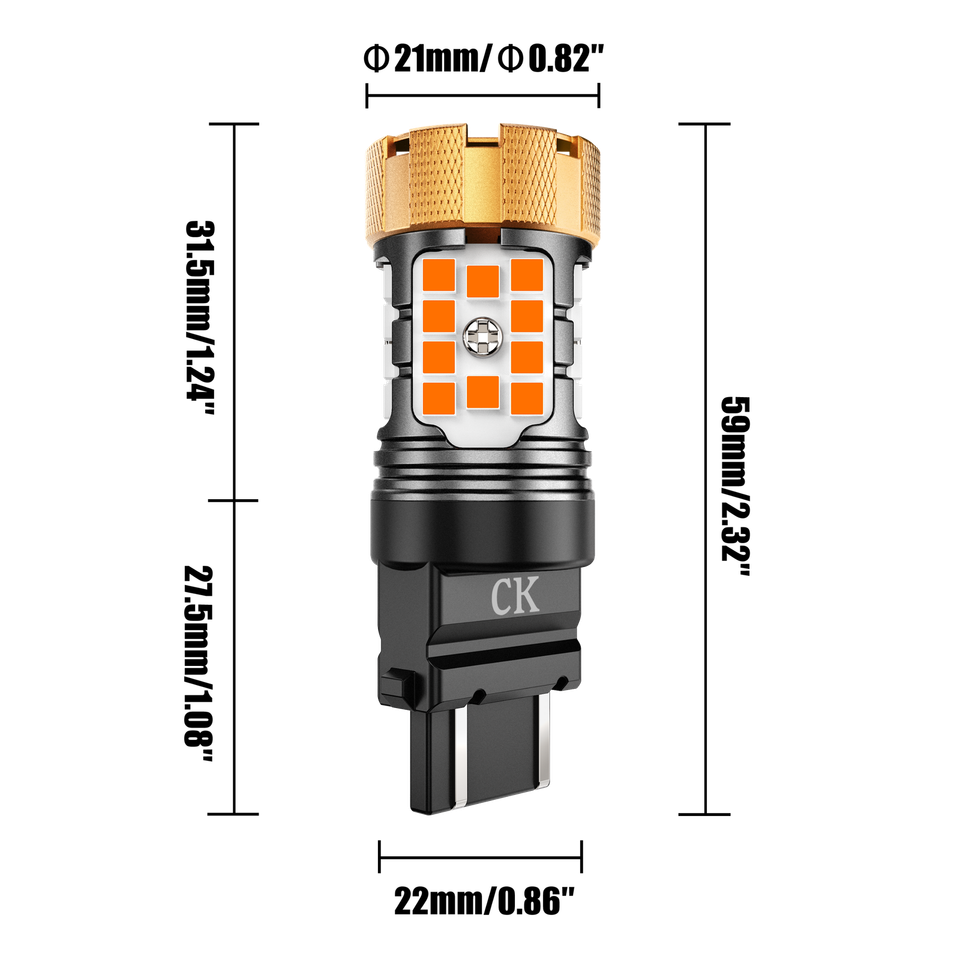 AUXBEAM 3000K Amber 3157 CK Socket LED Turn Signal Light Bulbs Super ...