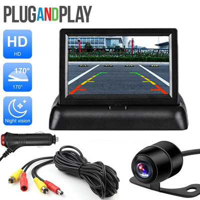 4.3inch Monitor HD Car Rear View Reverse+Backup Camera Kits Auto Night ...