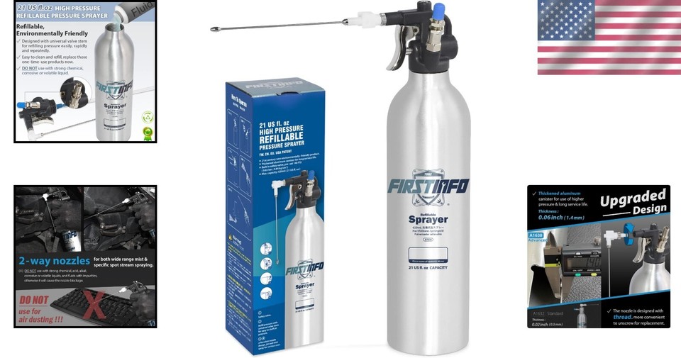 Patented High-Pressure Refillable Aerosol Spray Can - Genuine Quality ...