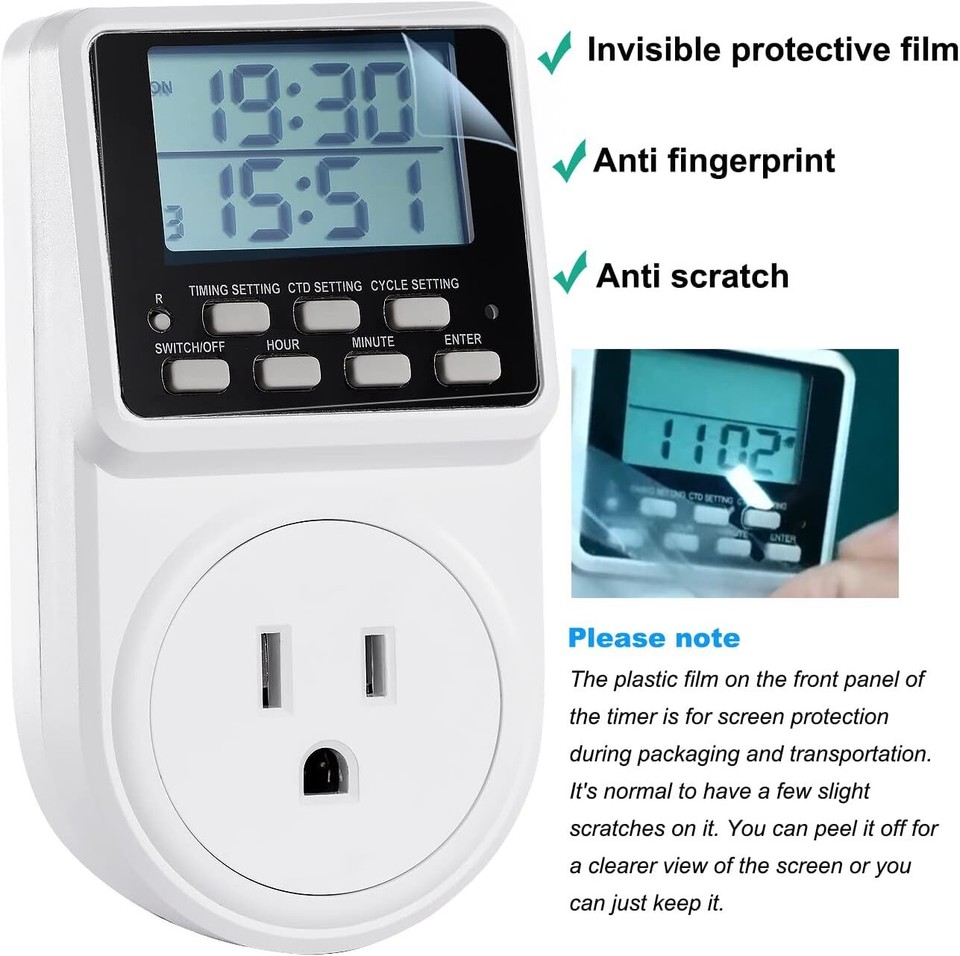 Digital Infinite Repeat Cycle Intermittent Timer Plug for Electrical ...