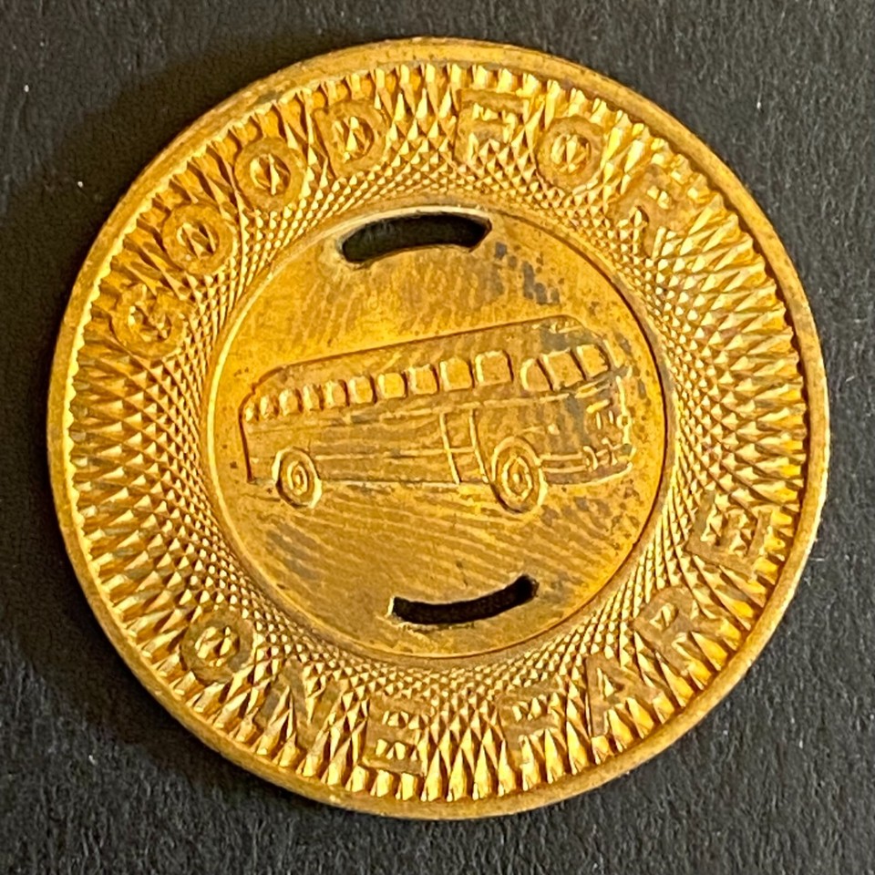 Northern Transit Company G/F One Fare Bus Bronze c1953 Transit Token ...