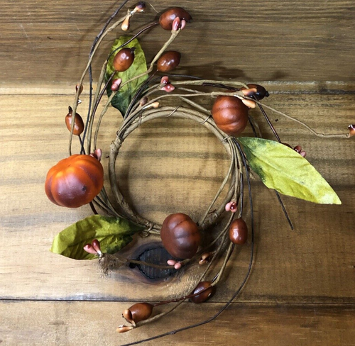 Berry Pip Candle Ring Pumpkin Primitive Farm 3.0 in Fall Floral Decor ...