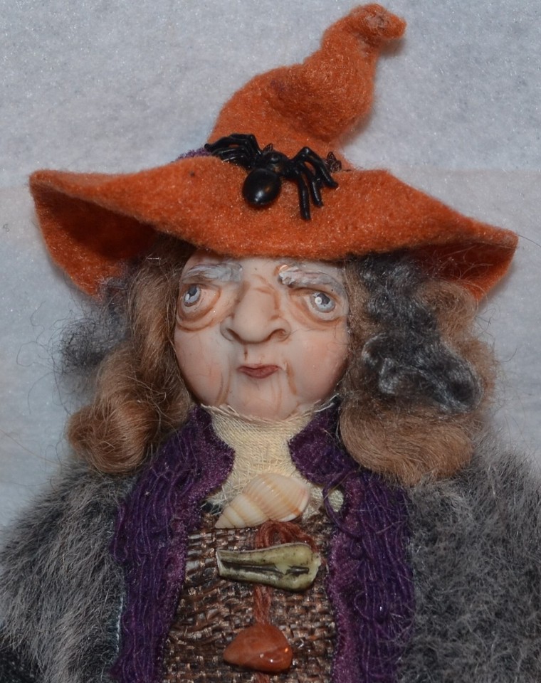 OOAK Artist Doll Witch Hilda 8 Inches Tall Dollhouse Roombox | eBay