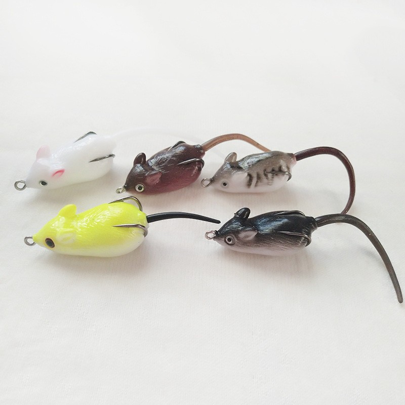 4Pcs Large Soft Rubber Mouse Fishing Lures Baits Top Water Tackle Hooks ...