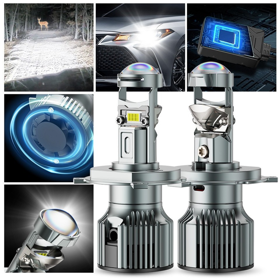 AUXITO H4 Bi LED Projector Lens LED Headlight Bulbs 50000LM High Low ...