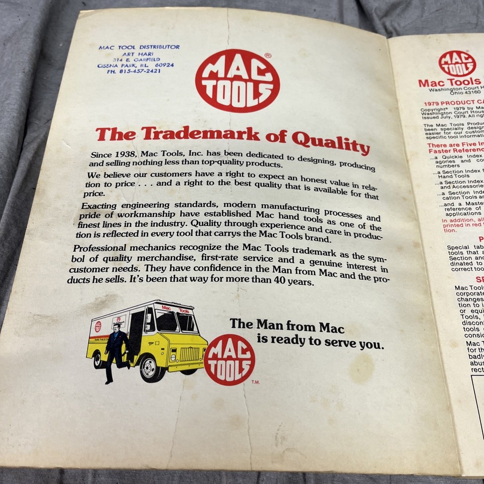 VTG 1979 MAC Tools Mechanic Technician Collectors Car Catalog Book ...