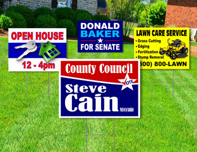 50 - 18x24 Yard Signs - Custom Design - Full Color - 2 Sided - Stakes ...