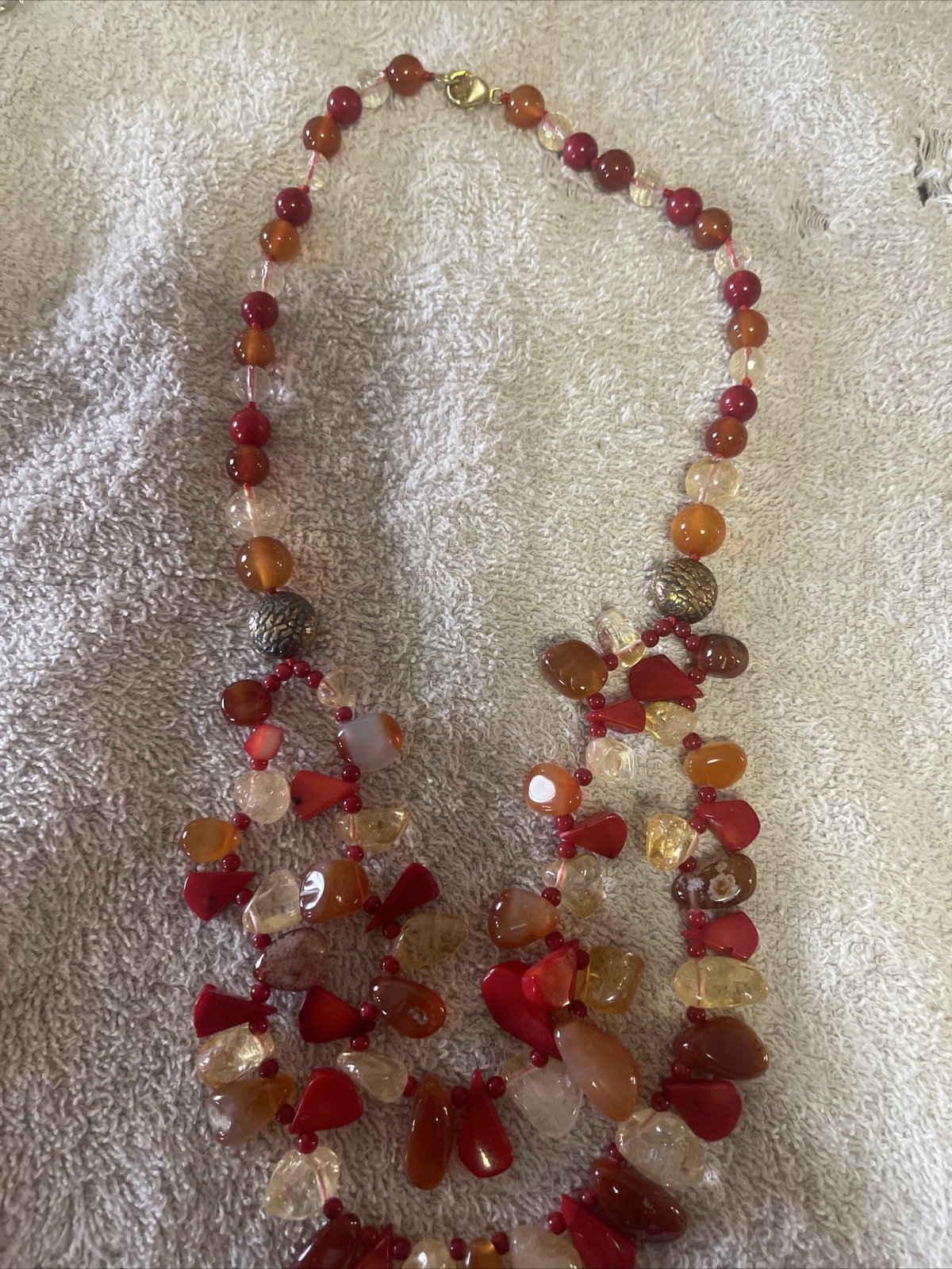 SIGNED LUC CN 925 STERLING CLASP DOUBLE LAYER N.STONE… - Gem