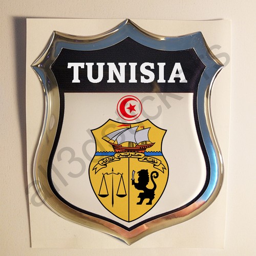 Sticker Tunisia Emblem Coat of Arms Shield 3D Resin Domed Gel Vinyl ...
