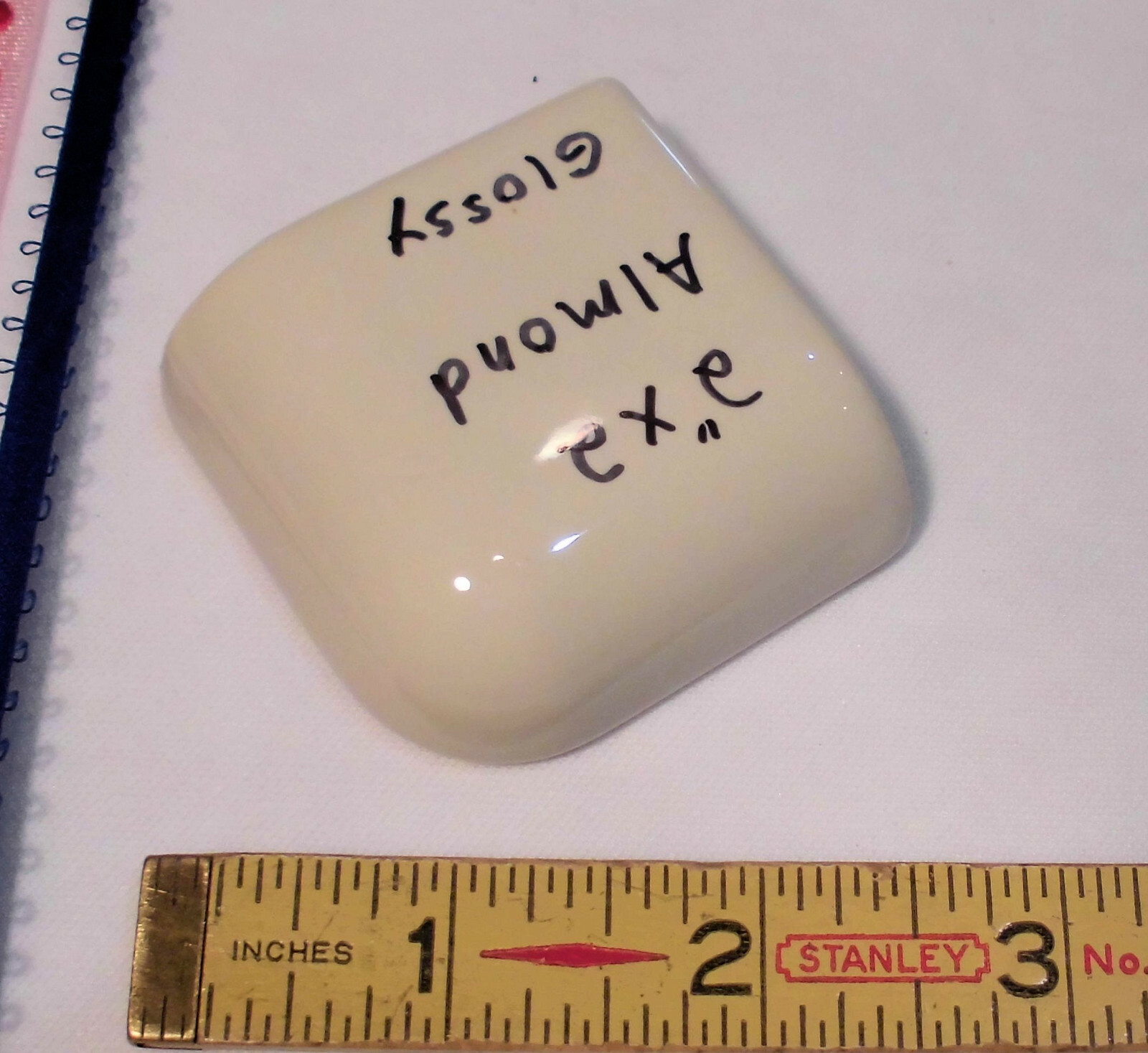 1 pc. *Gloss Almond* Ceramic Bullnose Outside Corner Tile 2" X 2 ...