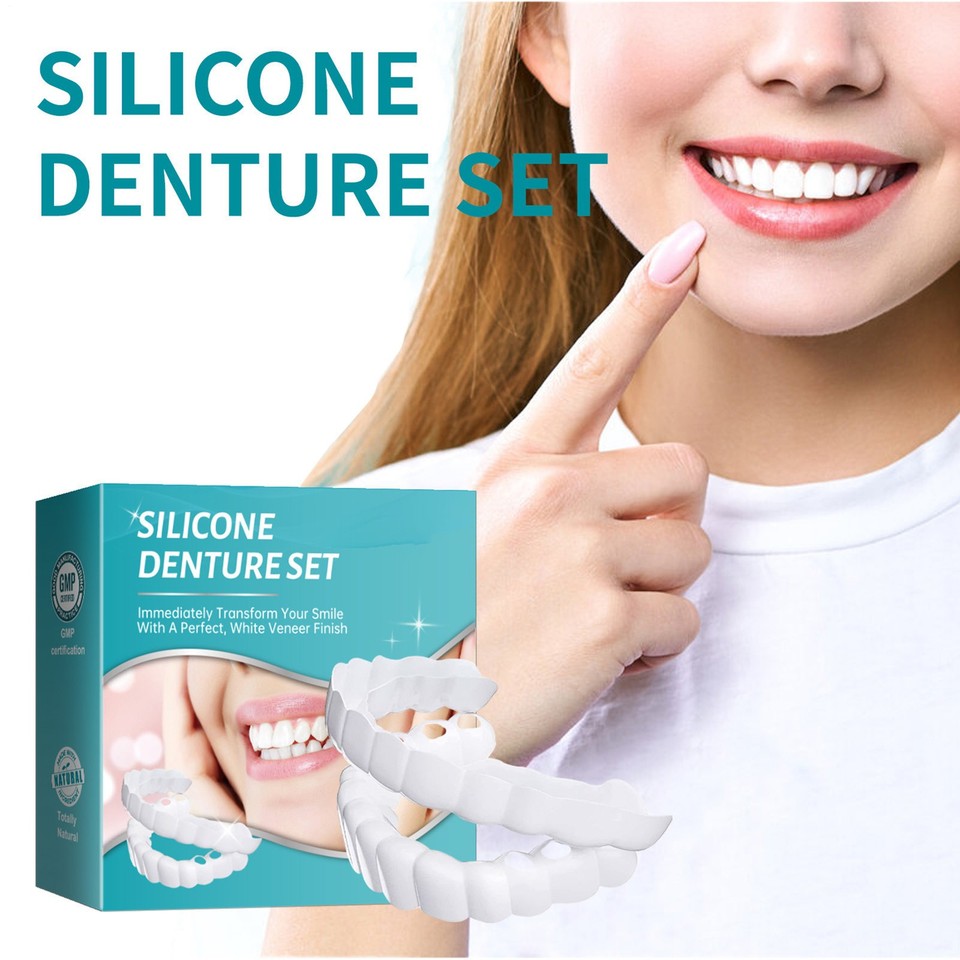 Smile Snap On Upper + Lower False Teeth Dental Veneers Denture Tooth ...