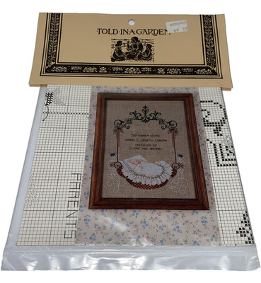 Baby in a Basket ~Told in a Garden Birth Announcement Cross Stitch ...