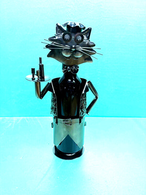 THIS UNIQUE CAT WAITER HAND CRAFTED METAL BOTTLE CADDY IS A MUST 4 CAT ...