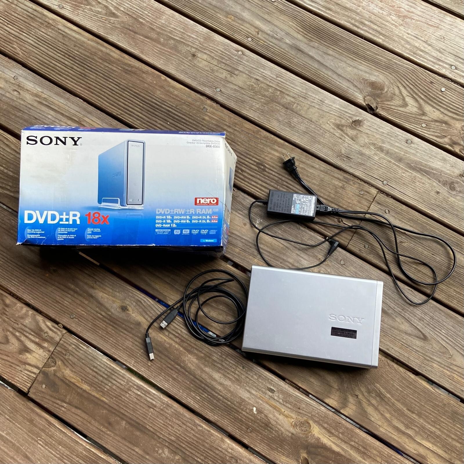 SONY DVD-R External DVD Burner Rewritable Burner 18x USB 2.0 DRX-830U ...