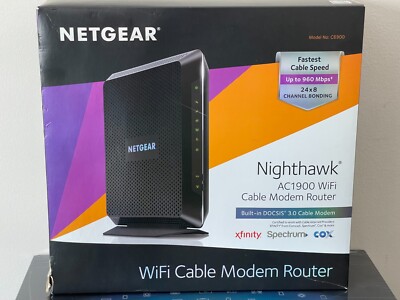 NETGEAR Nighthawk AC1900 C6900 Wi-Fi Cable Modem Router Dual Band Wired ...