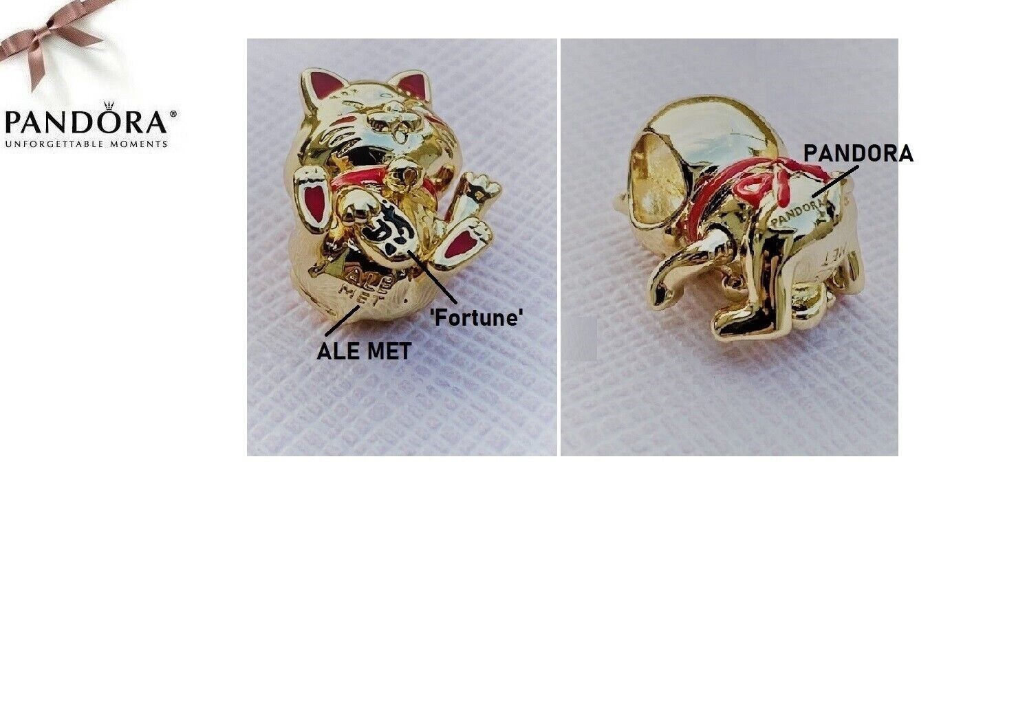 Pandora Shine Cute Fortune Cat Charm (Waving Arm) 769271C01 - As New ...