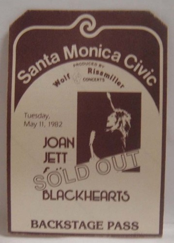 JOAN JETT - VINTAGE ORIGINAL 1982 TOUR CONCERT CLOTH BACKSTAGE PASS ...