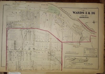 1875 Plat Map CITY OF ROCHESTER, NY MAP Parts of Ward 5 & 16 G M ...