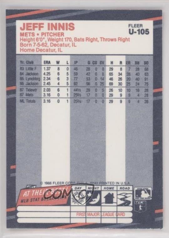 1988 Fleer Update Jeff Innis #U-105 Rookie RC | eBay
