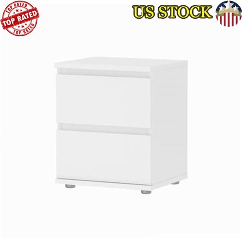 2 Drawer Nightstand Modern Storage Piece Handle-free Smooth Glides MDF ...