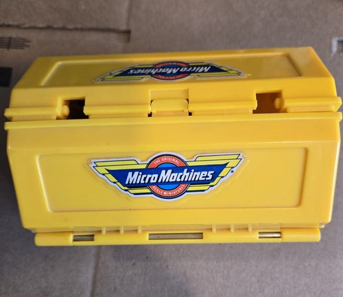 VTG 1990 Galoob Micro Machines Yellow Speed Shop Tool Box With 4 Cars ...