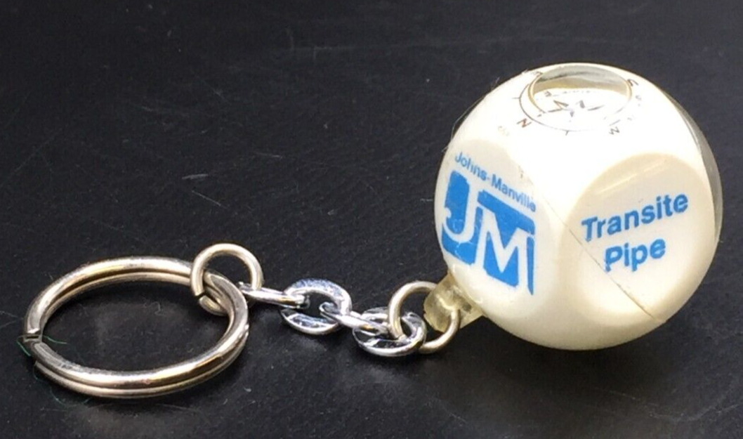 Johns-Manville Keychain Compass Advertising - Transite Pipe "Blue Brute ...