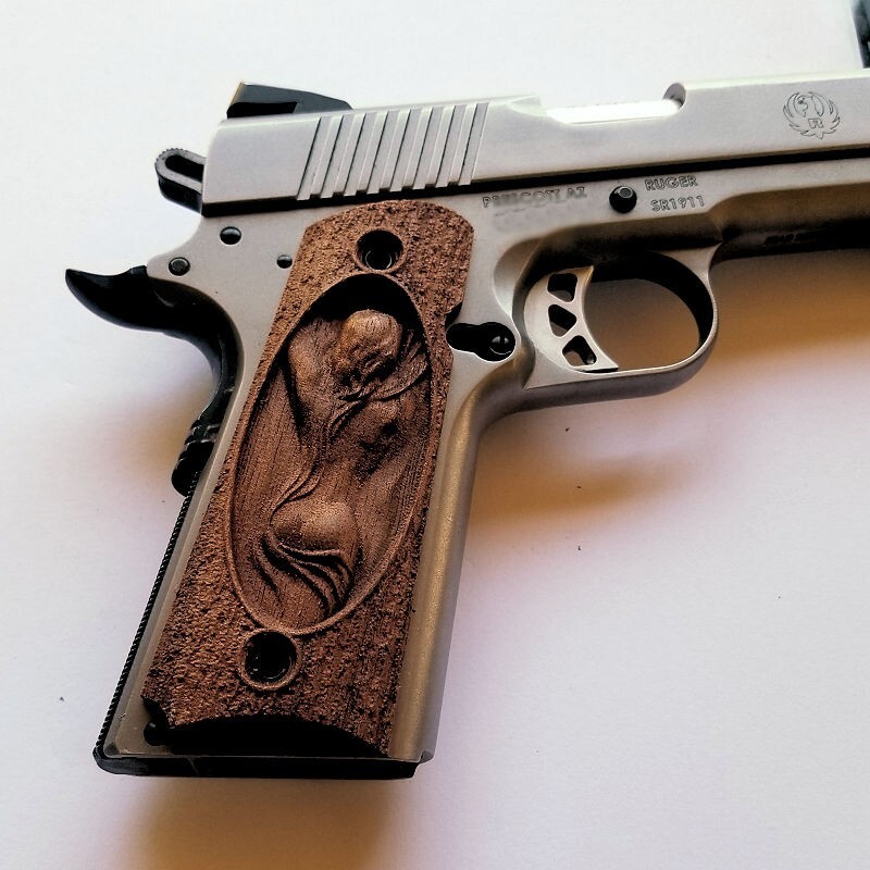 1911 full size custom engraved wood grips Sexy Beatiful Lady | eBay