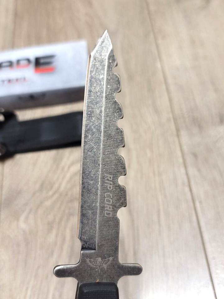 Renegade Tactical Steel Fixed Blade Full Tang Knife w/Sheath "Rip Cord ...