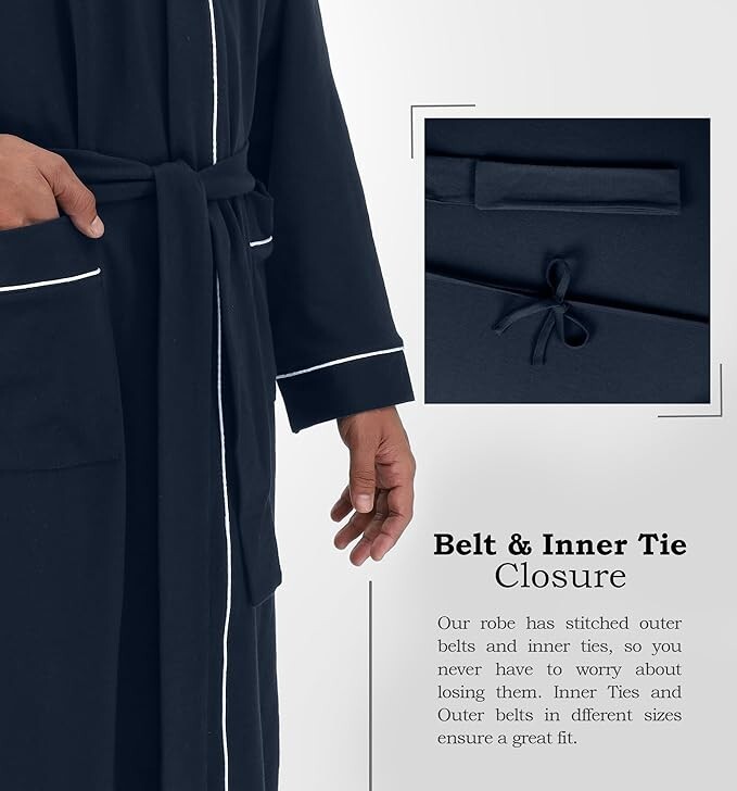 NY Threads Men’s Knit Cotton Blend Bathrobe Soft Lounge Robe with ...