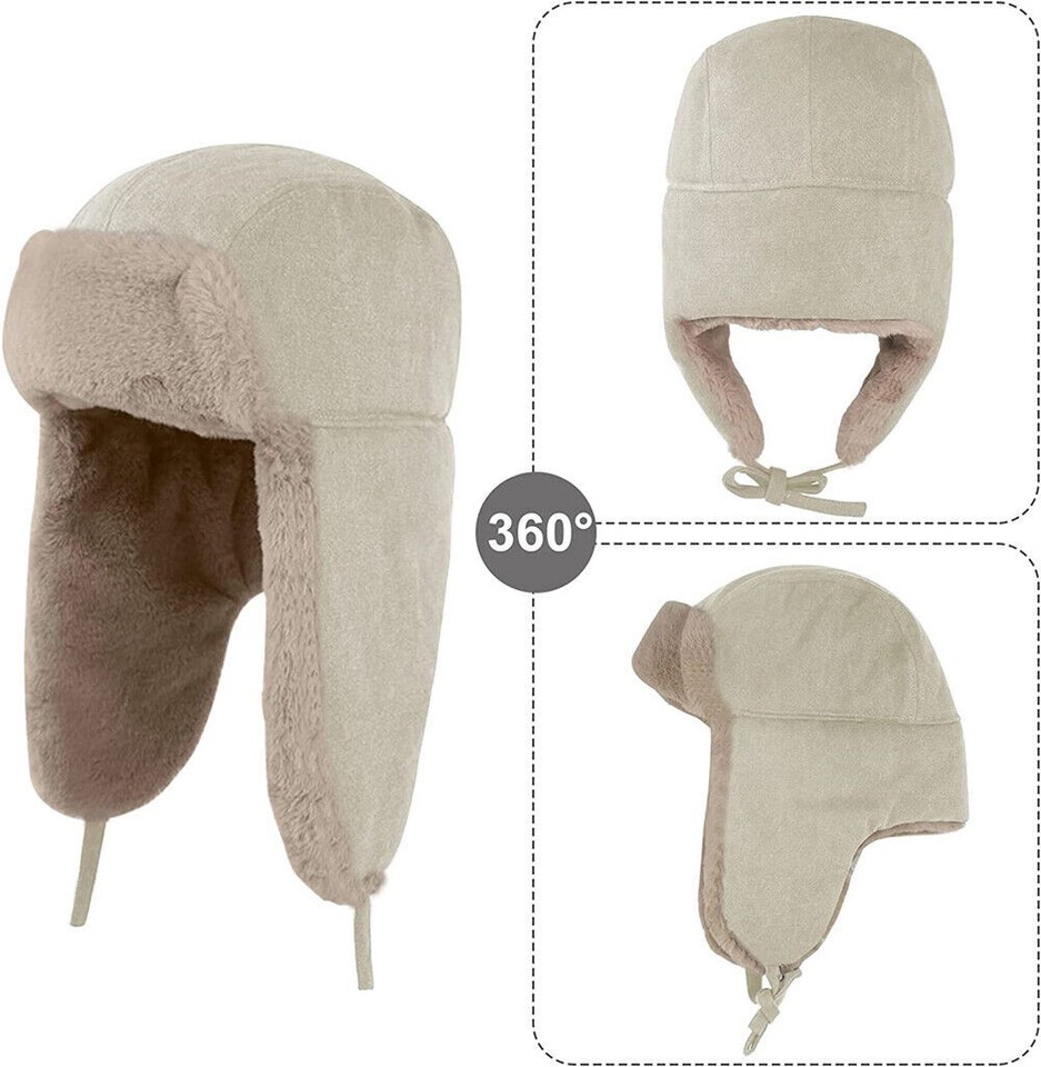 Winter Hats Windproof Outdoor Warm Ski Cap with Ear Flap Fur Hat for ...