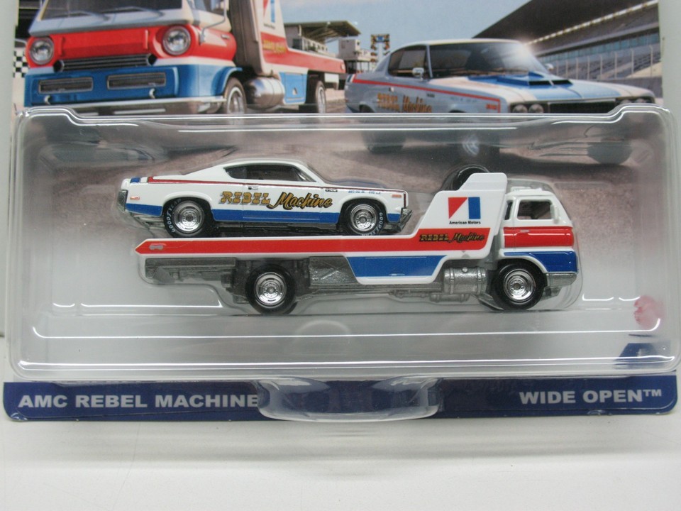 HOT WHEELS PREMIUM CAR CULTURE TEAM TRANSPORT AMC REBEL MACHINE & WIDE ...