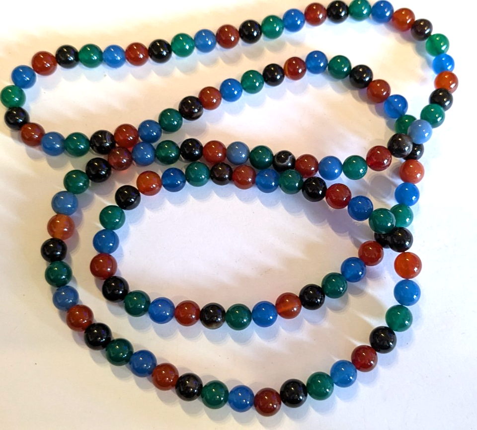 35 inch continuous string of carnelian, chalcedony & jasper beads 84 ...