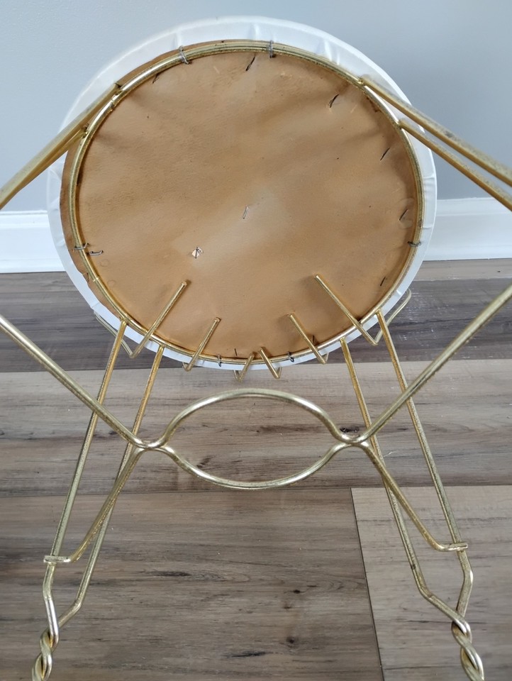 Vintage Vanity Mid Century Goldtone/Brass Metal Vanity Chair Stool ...