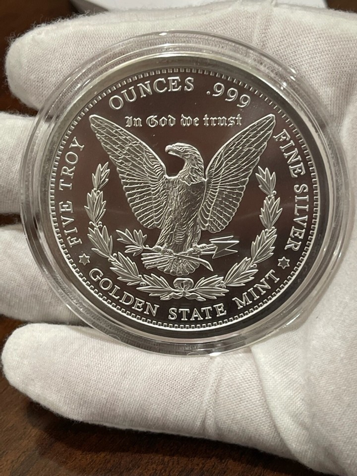 5 oz MORGAN .999 FINE SILVER ROUND MADE IN USA IN A CAPSULE | eBay