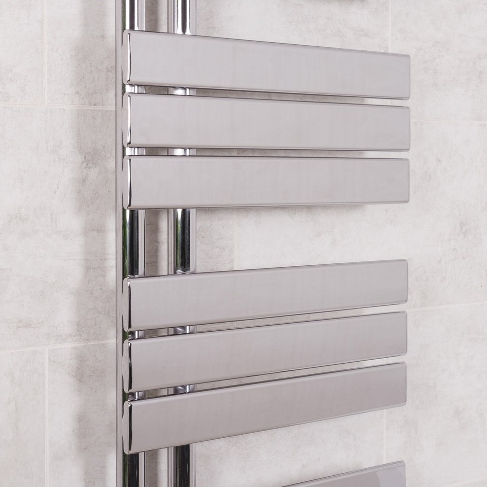 Heated Towel Rail Designer Flat Panel Bathroom Radiator Grey Chrome ...