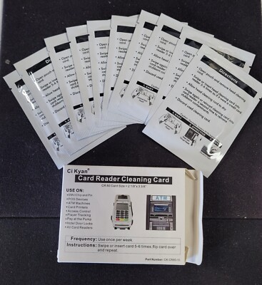 Ci Kyan CR80 Credit Card Reader Cleaner, POS Swipe Terminal Cleaning ...